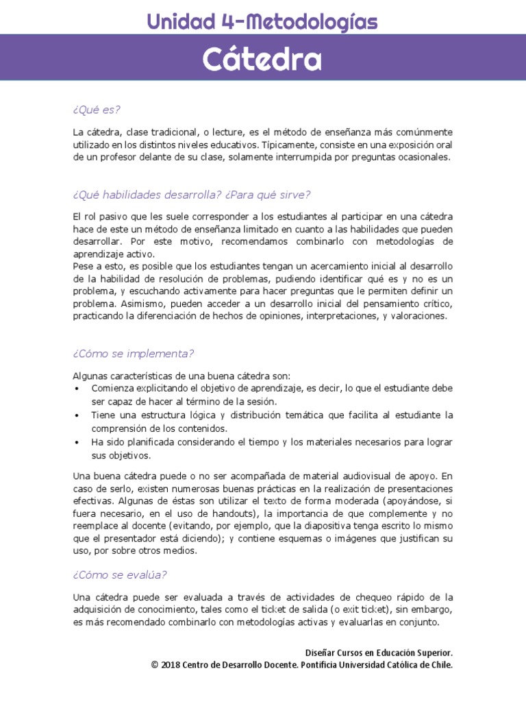 Cátedra | PDF | Método de enseñanza | Enseñando