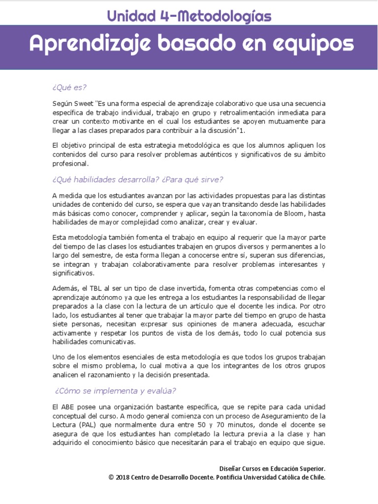 Aprendizaje Basado en Equipos | PDF | Evaluación | Pensamiento