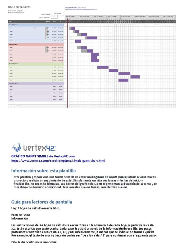 Plantilla de Diagrama de Gantt Simple | PDF | Hoja de cálculo | Gestión ...