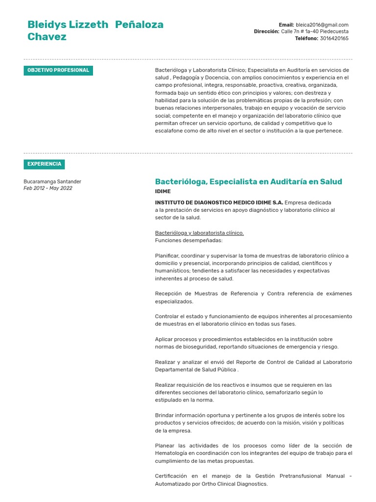 Bleidys Peñaloza | PDF | Laboratorios | Medicina CLINICA