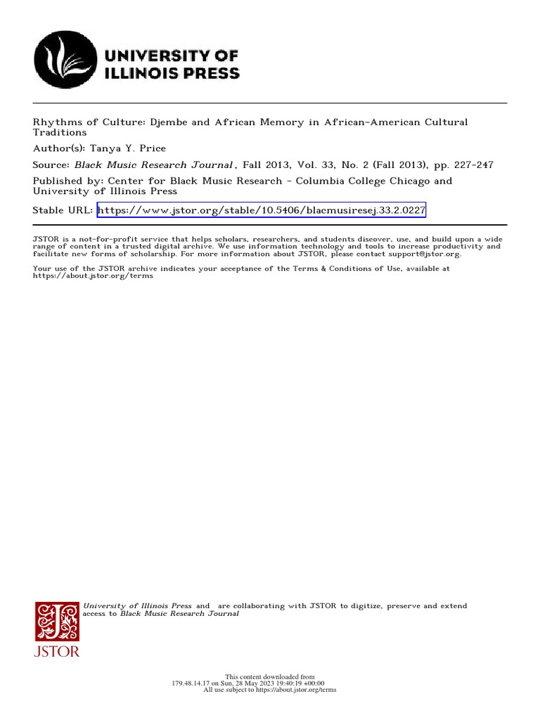 Rhythms of Culture Djembe and African Memory in African-American ...