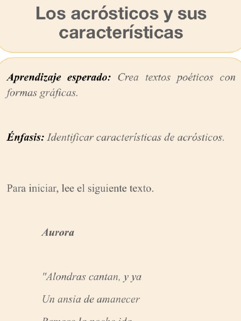 Acrósticos y Sus Características | PDF