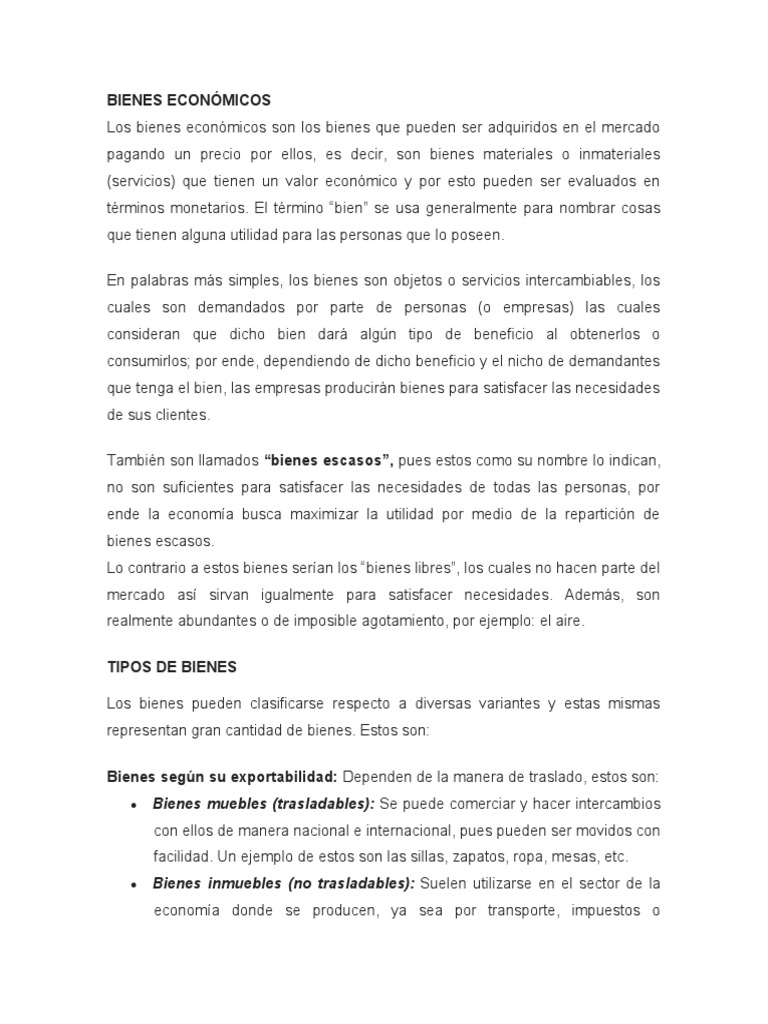 Clasificación de Bienes Económicos | PDF | Bienes | Energía renovable