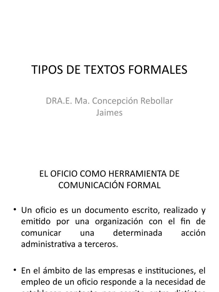 Tipos y Estructura de Oficios Formales | PDF | Plan de estudios ...
