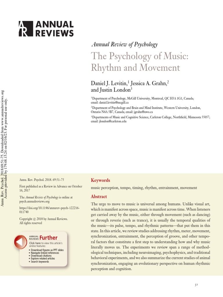 The Psychology of Music Rhythm and Movement | PDF | Rhythm | Tempo
