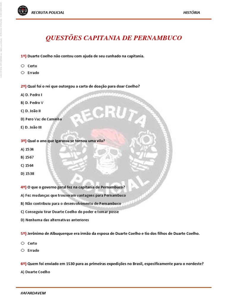 Capitania de Pernambuco | PDF