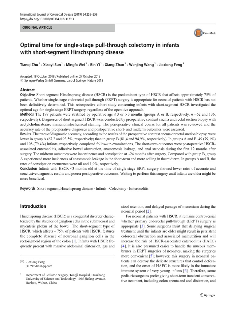 Optimal Time For Single-Stage Pull-Through Colectomy in Infants With ...