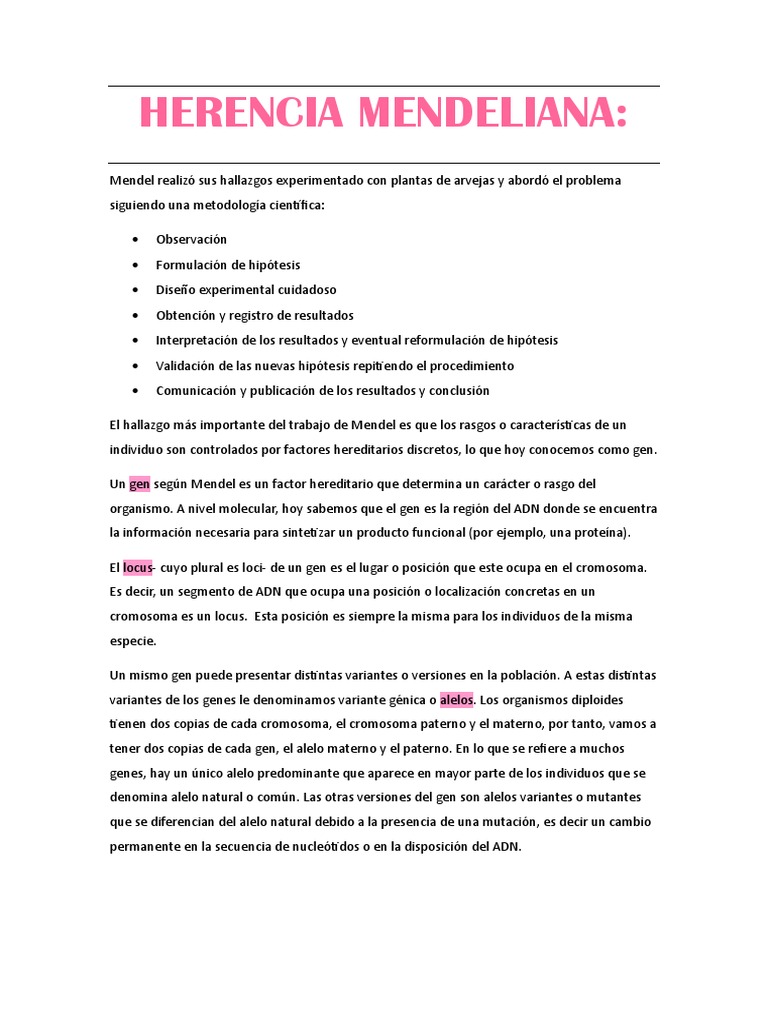Herencia Mendeliana Pdf Pdf Dominancia Genética Alelo