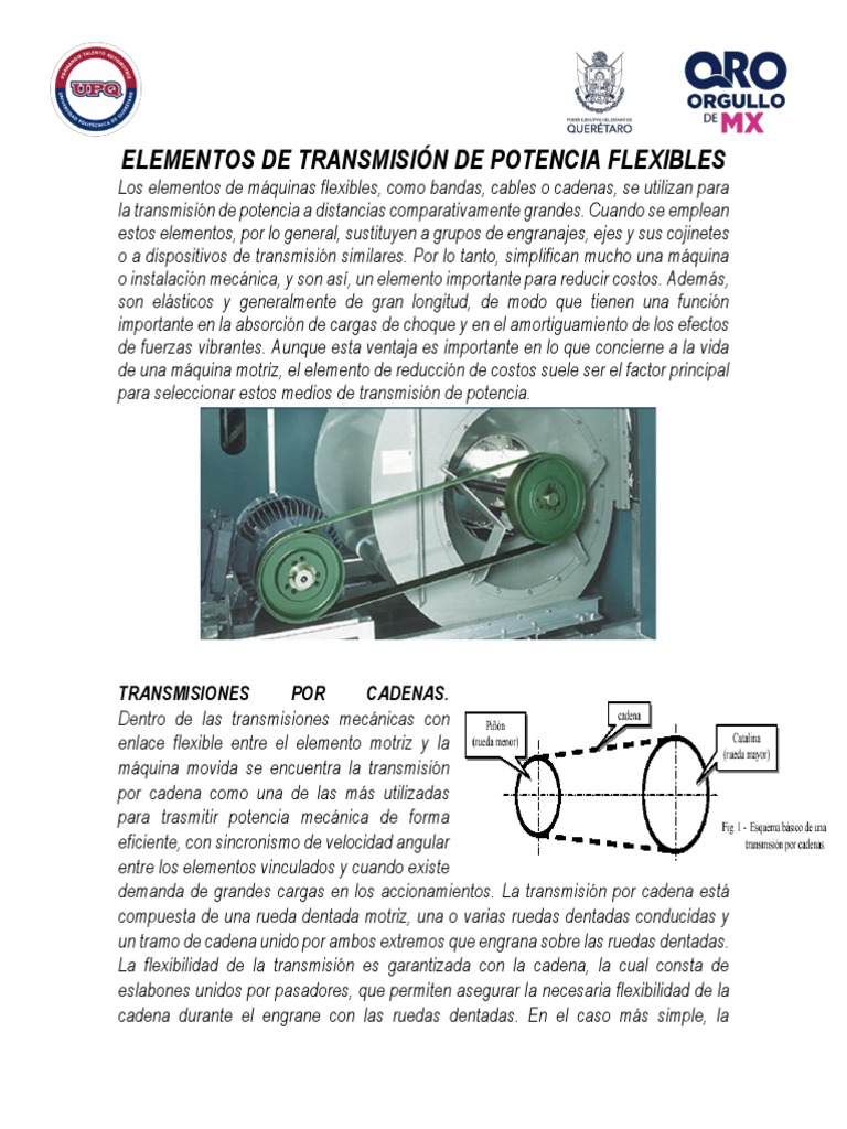 ELEMENTOS DE TRANSMISIÓN DE POTENCIA FLEXIBLES | PDF | Engranaje | Máquinas