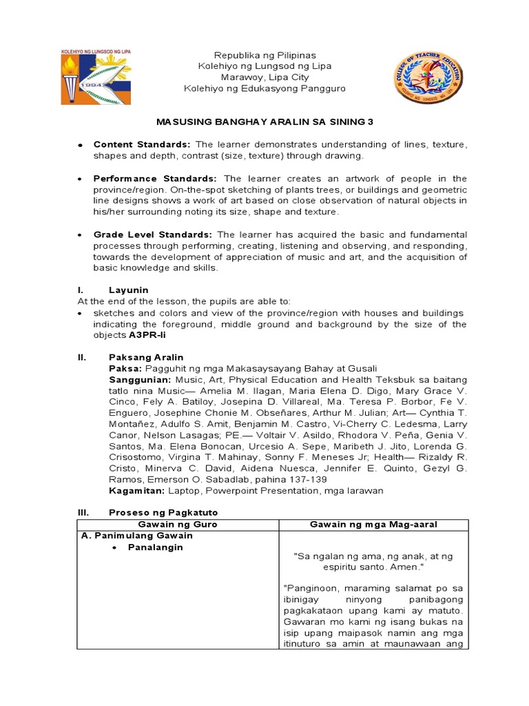 Arts Lesson Plan | PDF