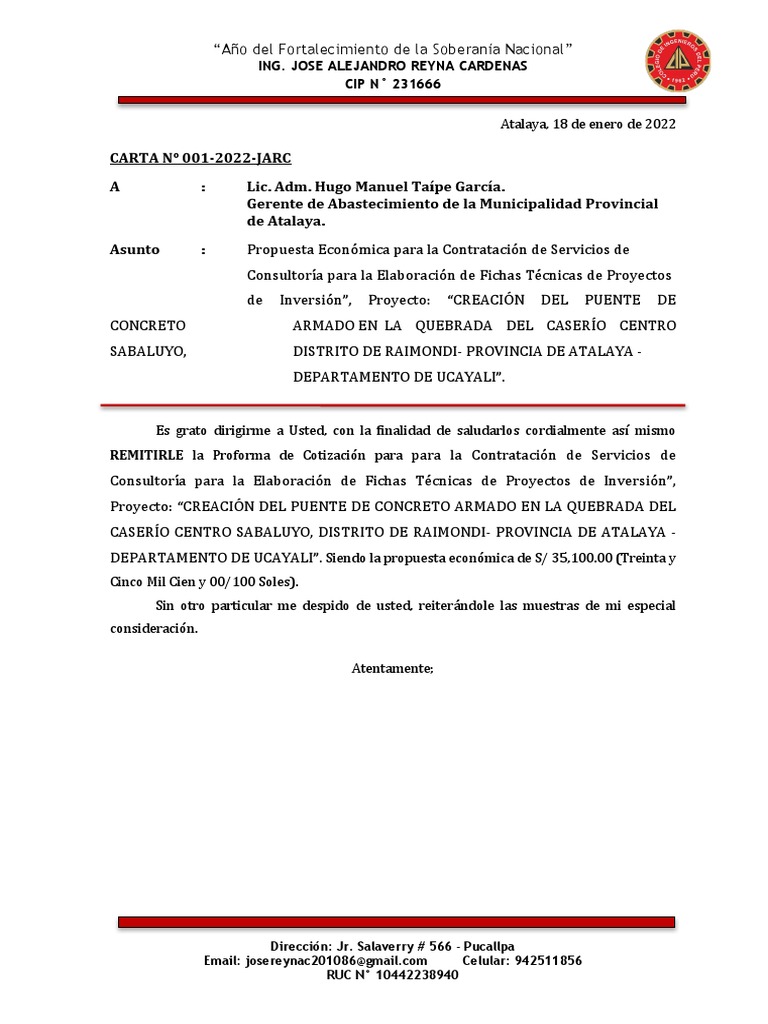 Carta Puente Proforma | PDF