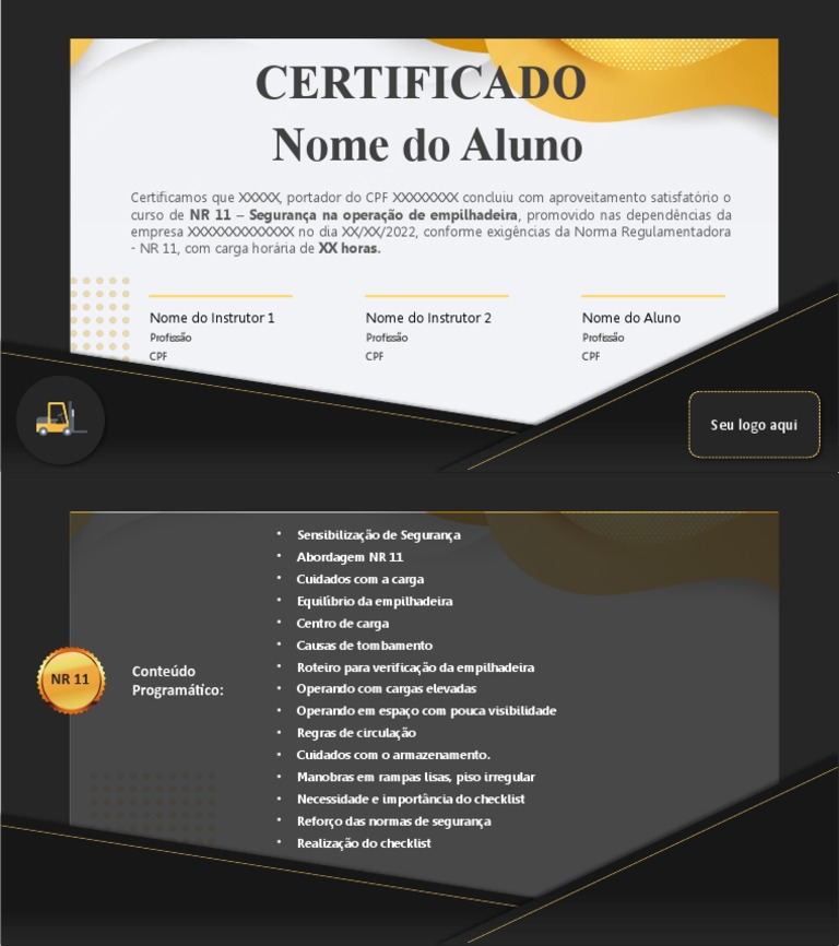 NR11 - Certificado Empilhadeira - 2023 | PDF