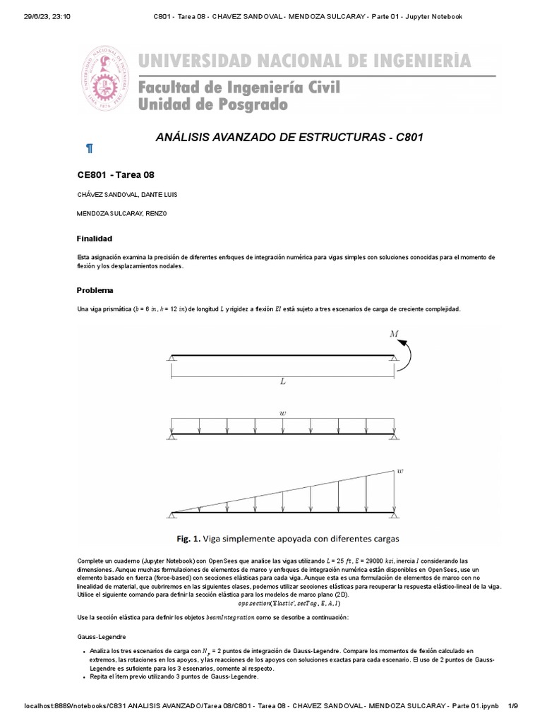 C801 - Tarea 08 - CHAVEZ SANDOVAL - MENDOZA SULCARAY - Parte 01 - Gauss Legendre | PDF | Viga ...