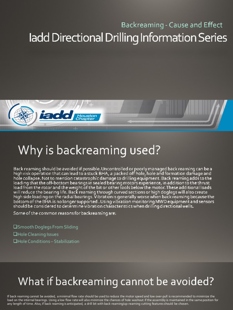 Backreaming Cause and Effect | PDF | Risk | Drilling