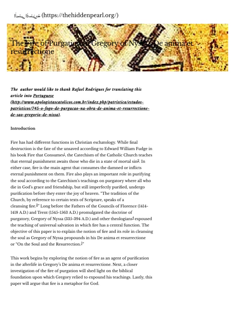 Fire of Purgation in Gregory of Nyssa by Armando Elkhoury | PDF ...