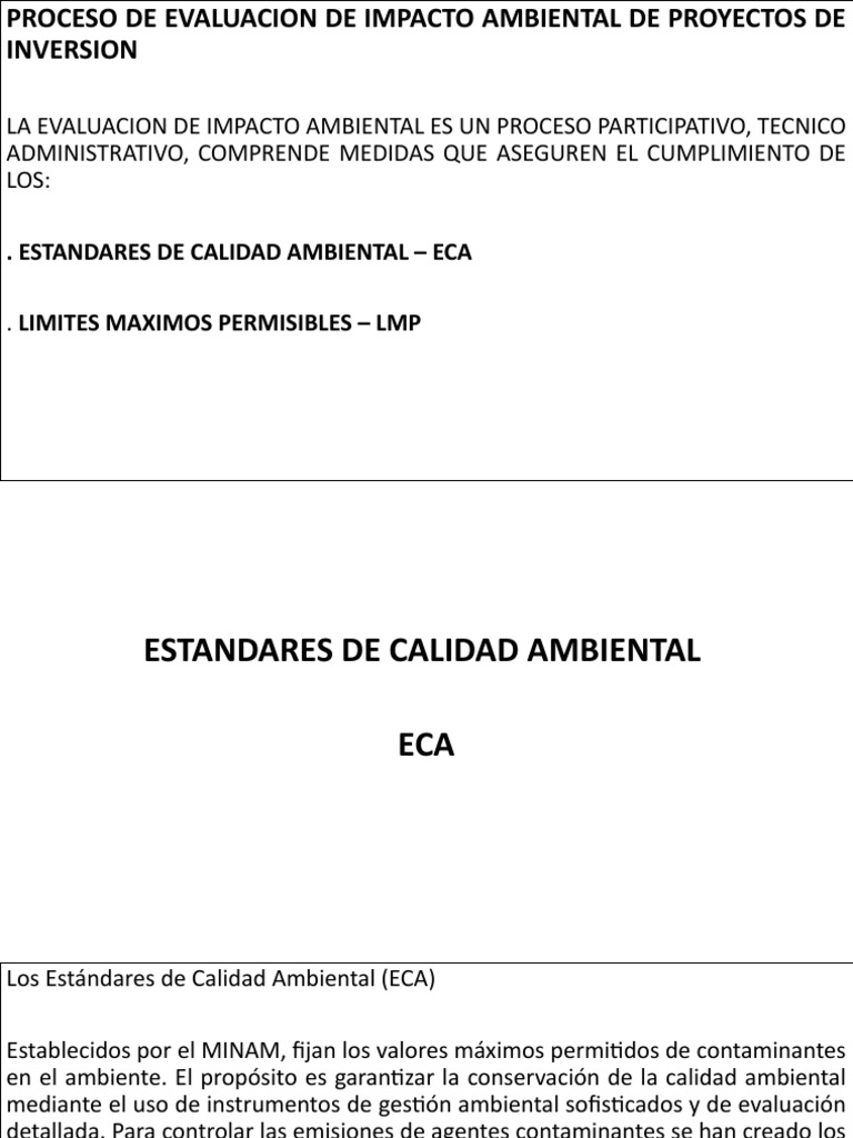 ECA Y LMP | PDF | Entorno natural | Evaluación de impacto ambiental