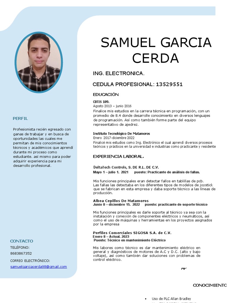 CV Samuel Garcia Cerda | PDF | Ciencias fisicas | Ingeniería Informática