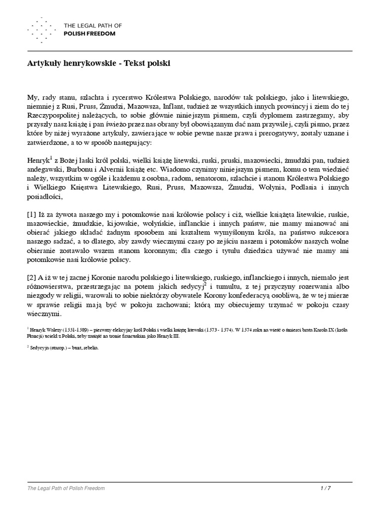 Artykuły Henrykowskie - Tekst Polski | PDF