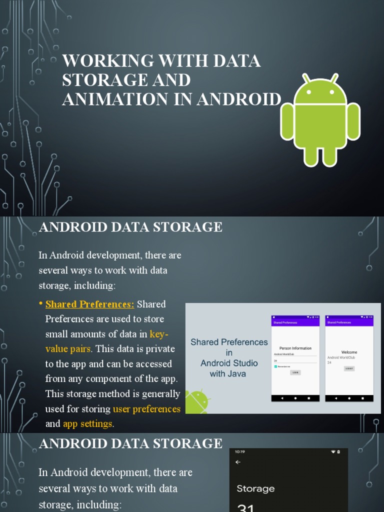 10 Working With Data Storage and Animation | PDF | Databases | Android (Operating System)