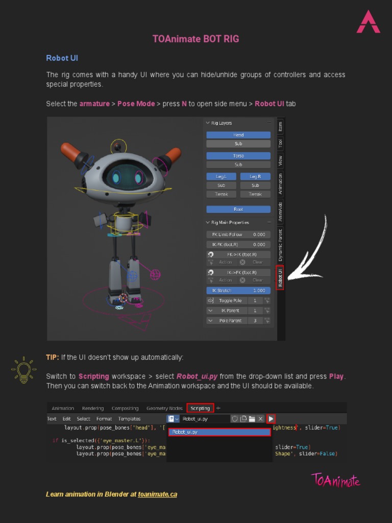 TOAnimate BOT RIG Guide | PDF | Blender (Software) | Computing