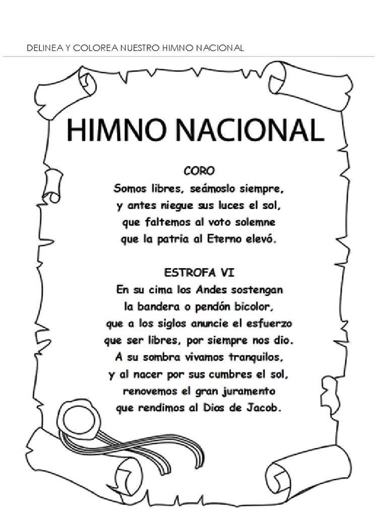 Delinea y Colorea el Himno Nacional | PDF