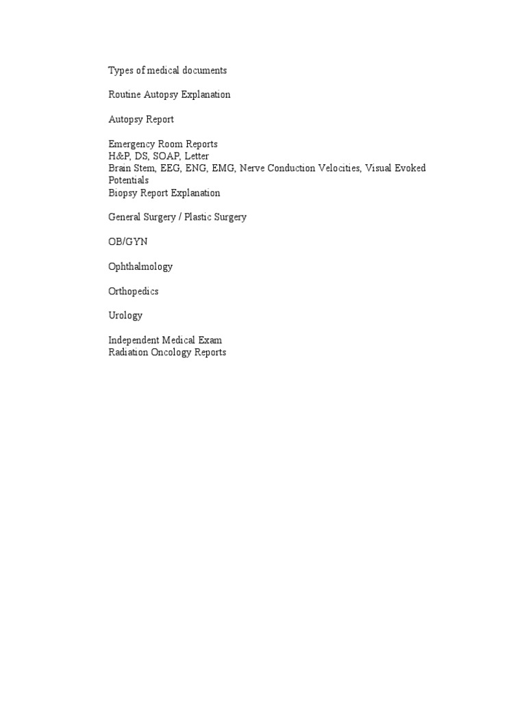 Types of Medical Document Samples | PDF | Self-Improvement | Wellness