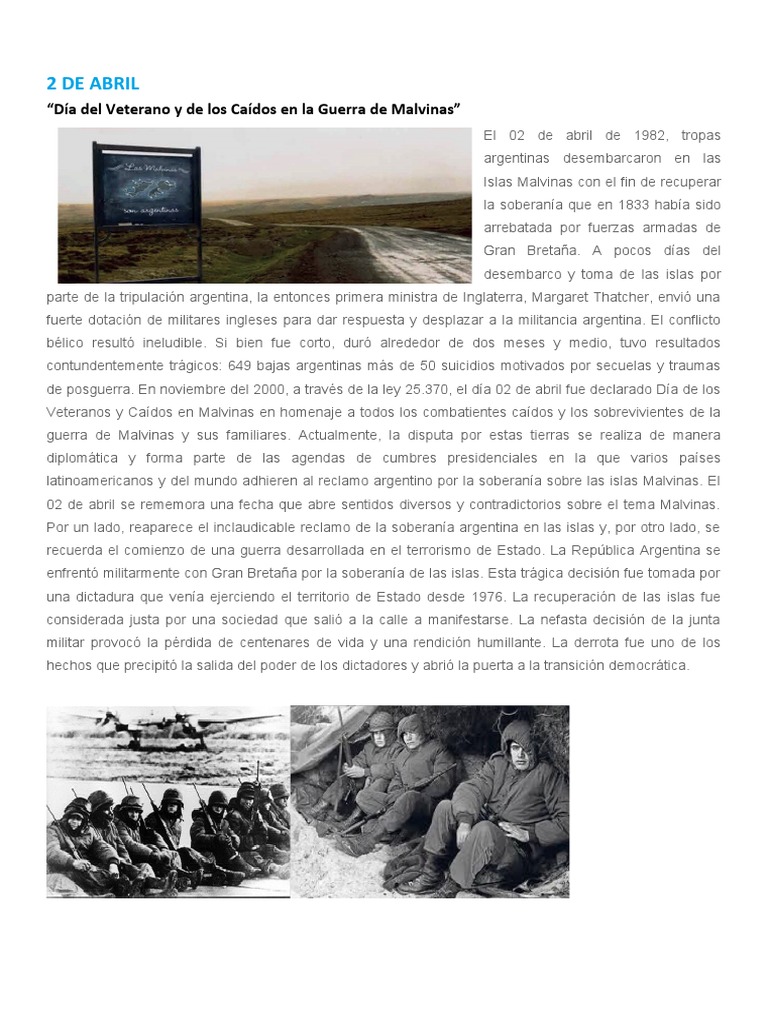 2 de abril-Act.1-Dia de Los Caidos en Malvinas. | PDF | Argentina ...