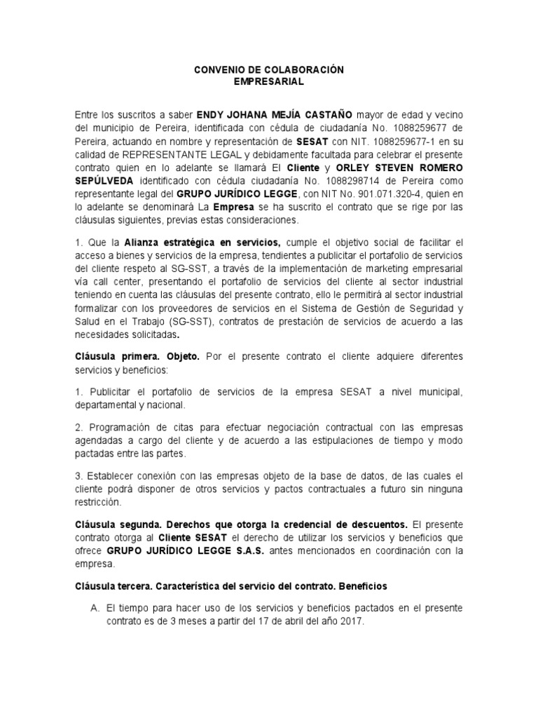 Convenio de Colaboración-20170411-153212598 | PDF | Cliente | Economias