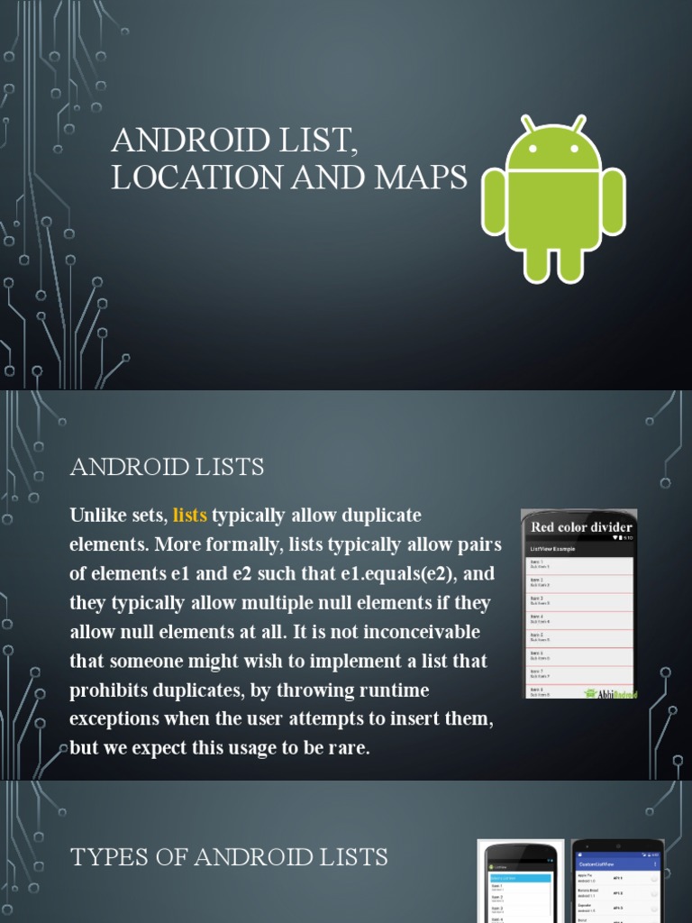 9 Android List and Maps | PDF | Android (Operating System) | Global ...
