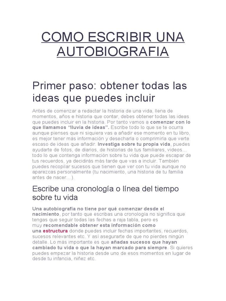 Como Escribir Una Autobiografia | PDF