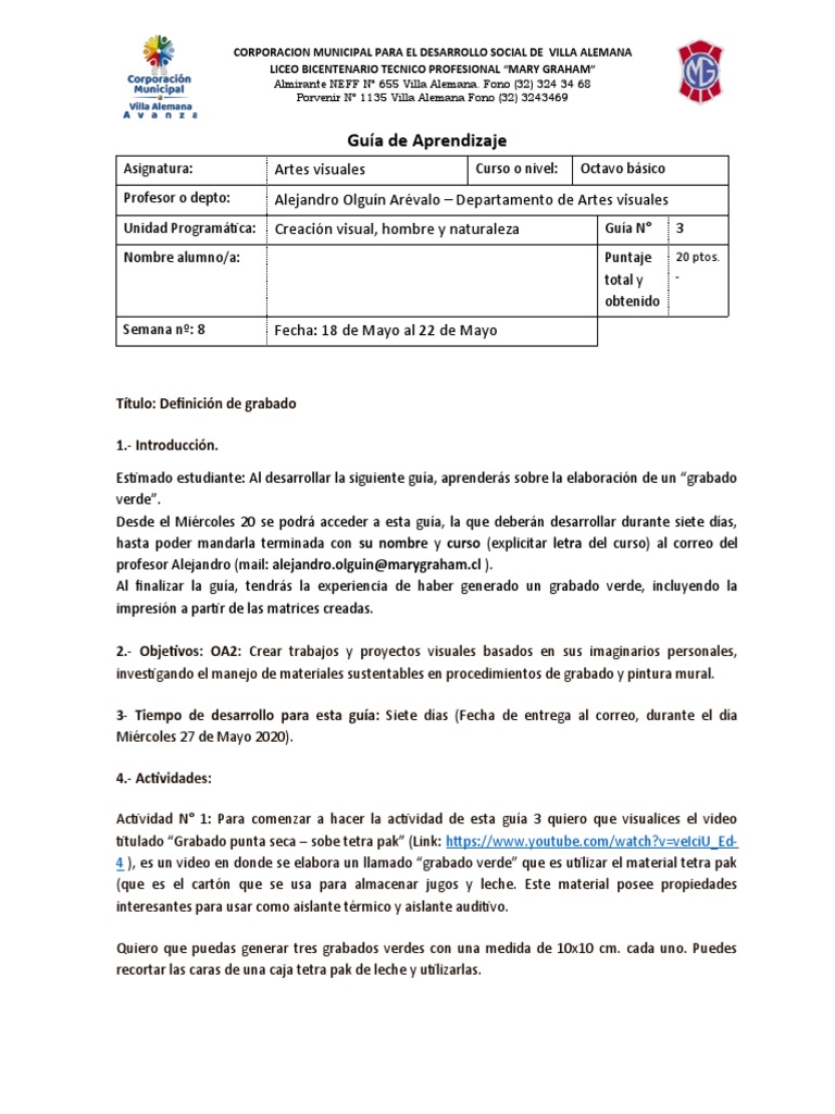 Guia 1 Octavo Básico Guia 3 | PDF | Grabado