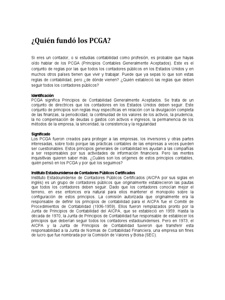 Origen PCGA | PDF | Contabilidad | Contabilidad financiera