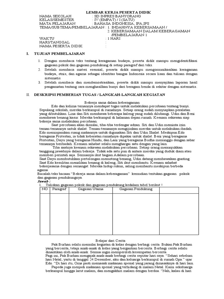 LKS TEMA 1 Kls 4 | PDF
