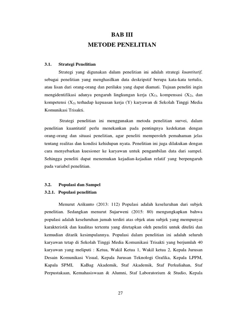 BAB III Metode Penelitian | PDF | Karier & Perkembangan