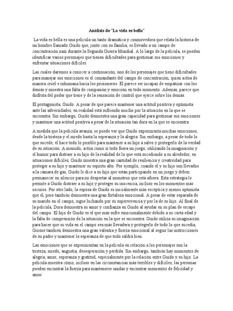 La Vida Es Bella | PDF | Las emociones | Amor