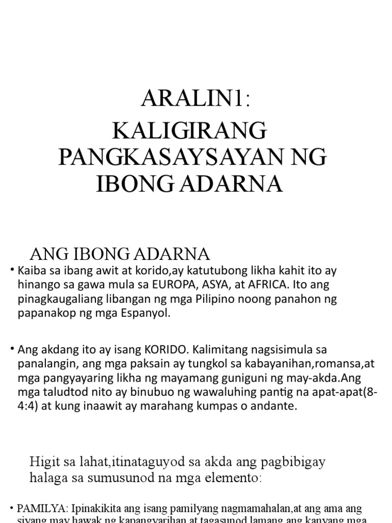 ARALIN1 Kaligirang Pangkasaysayan NG Ibong Adarna | PDF