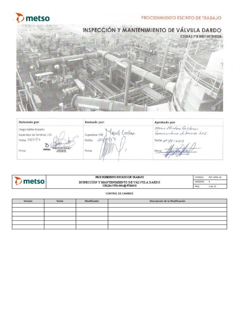 LB - METSO - Pet INSPECCIÓN Y MANTENIMIENTO DE VÁLVULA DARDO | PDF | Ingeniería mecánica | Equipo