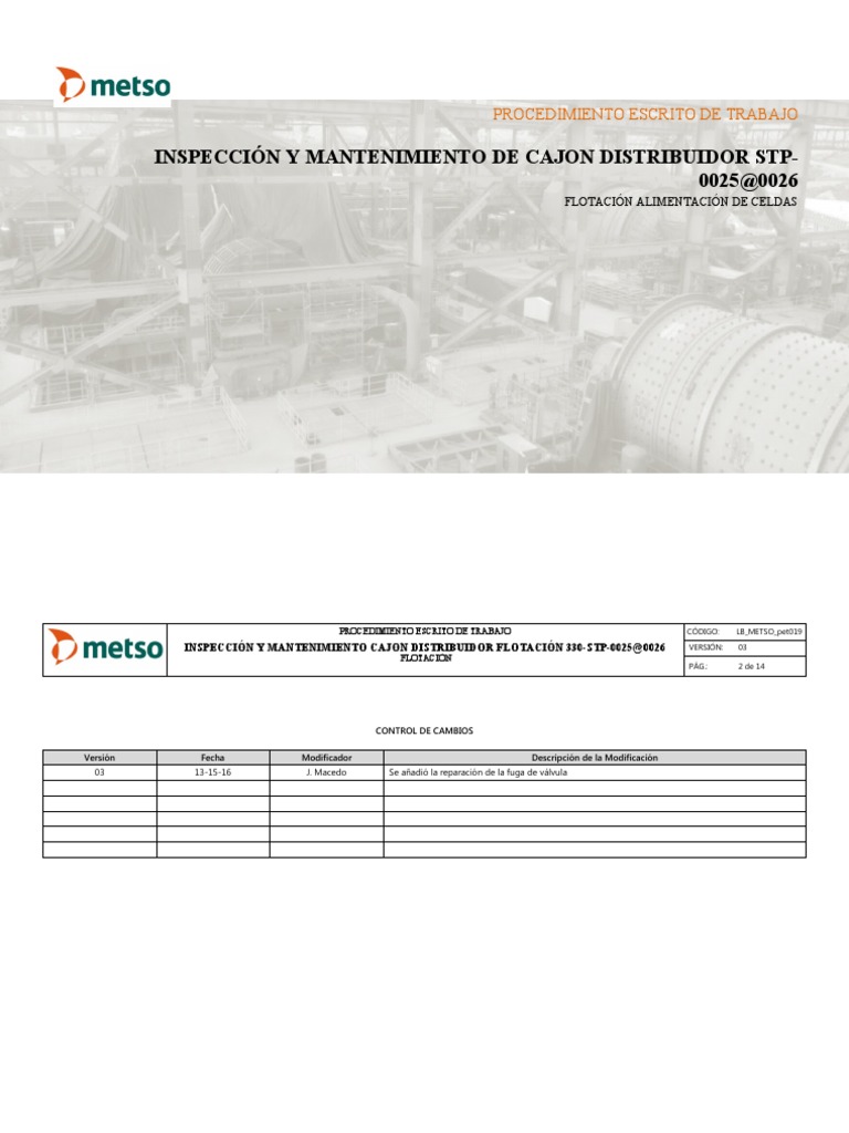 LB - METSO - Pet019 INSPECCIÓN Y MANTENIMIENTO DE CAJÓN DISTRIBUIDOR ...