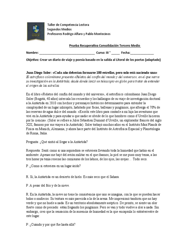 Taller de Comprensión Lectora Texto 2, Segundo Trimestre | PDF ...