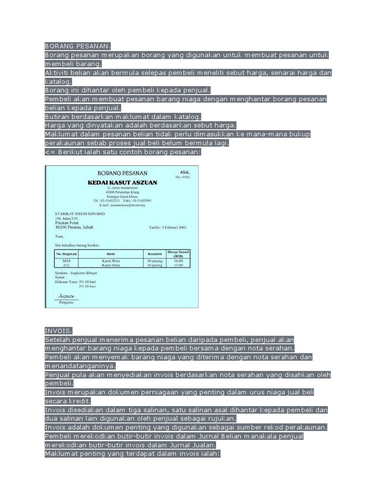 Borang Pesanan | PDF