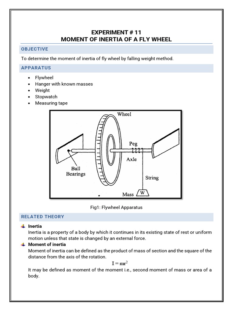 Lab 11 Moment of Inertia of A Fly Wheel | PDF | Physical Quantities ...