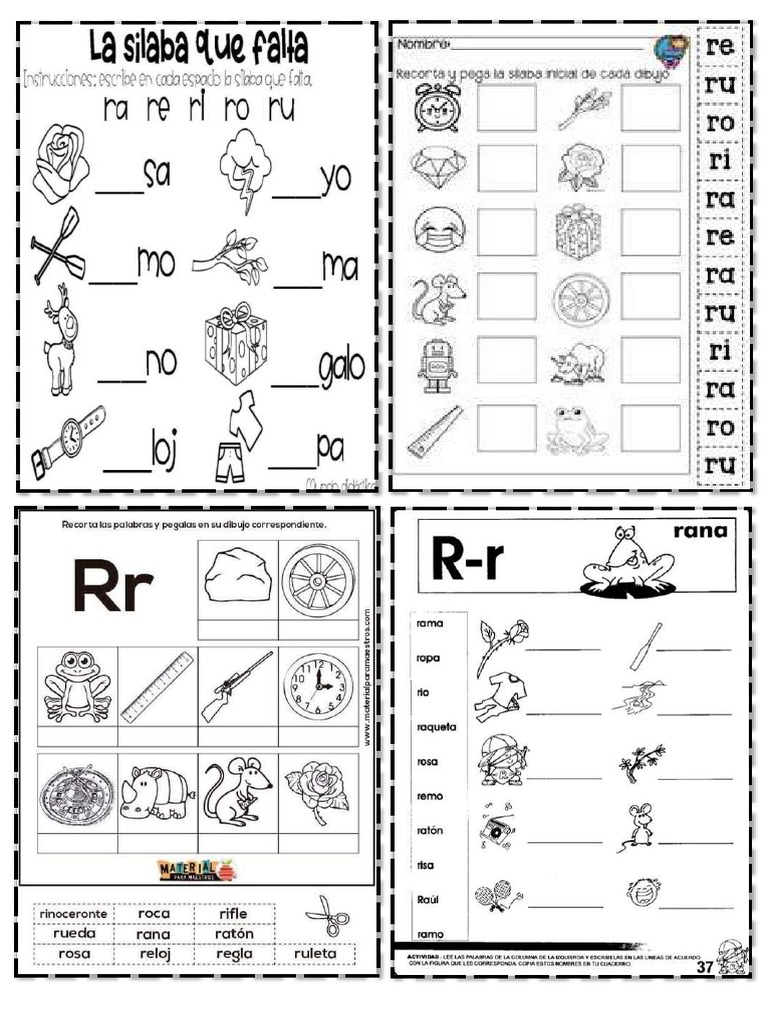 Hojas de Trabajo, R-Y Primer Grado - 230624 - 143536 | PDF