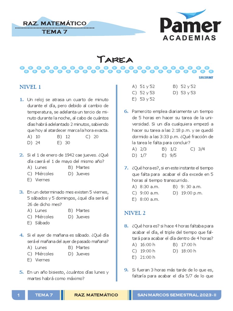 RM - Sem 7 - Cronometría II | PDF