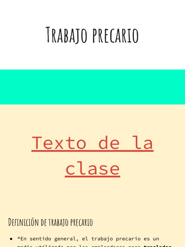 Copia de Clase 2 - Trabajo Precario | PDF | Empleo | Labor