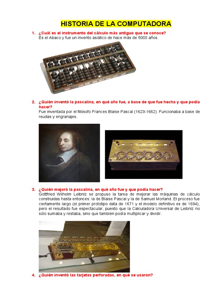 Historia de La Computadora | PDF | Clases de computadoras | Equipo