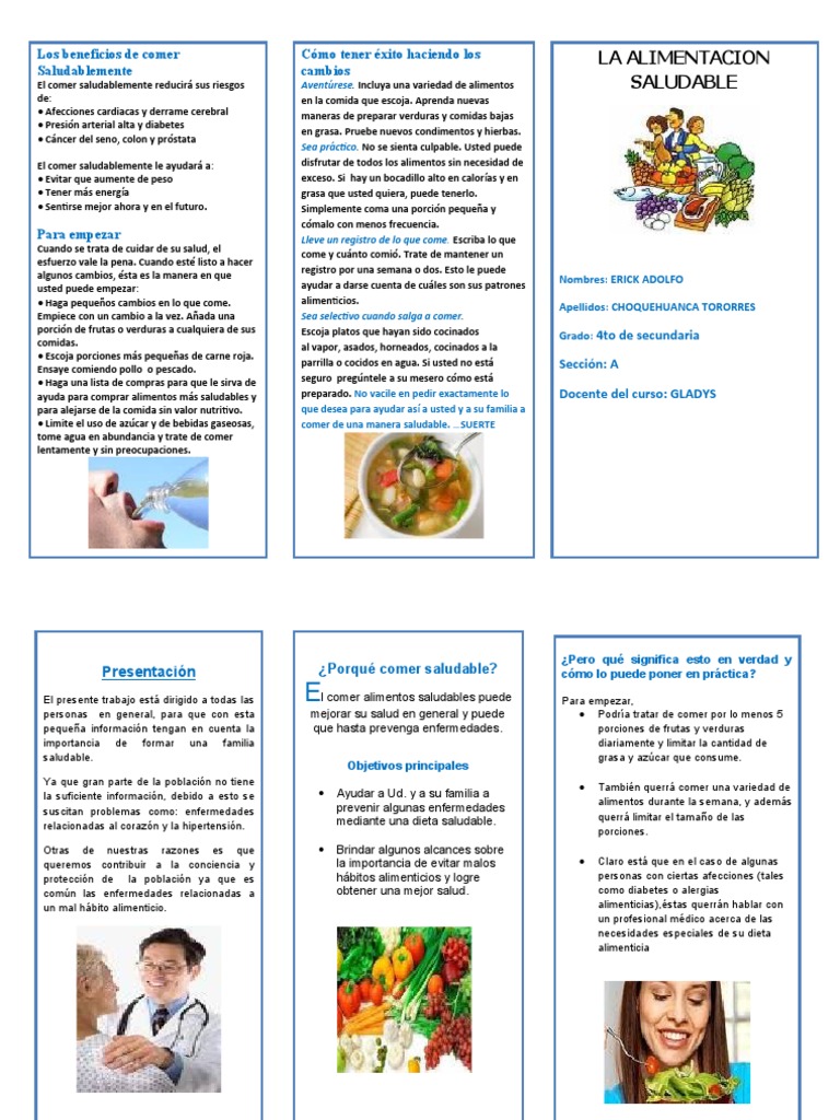 Triptico-de-alimentacion-saludable-2 | PDF | Alimentos | Dieta saludable