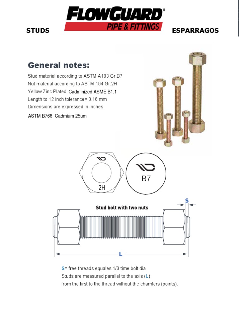ASTM A193 B7 Studs and Nuts Specifications | PDF | Screw | Manufactured Goods
