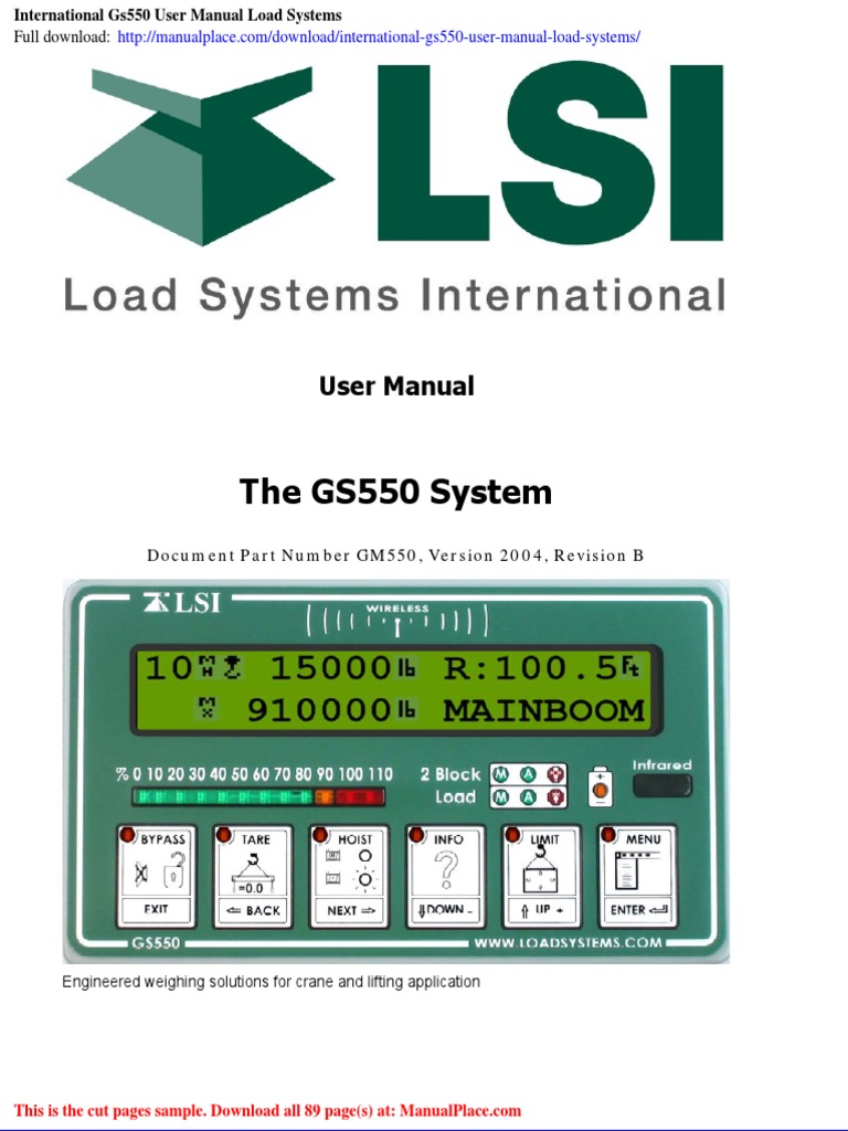 International Gs550 User Manual Load Systems | Download Free PDF ...