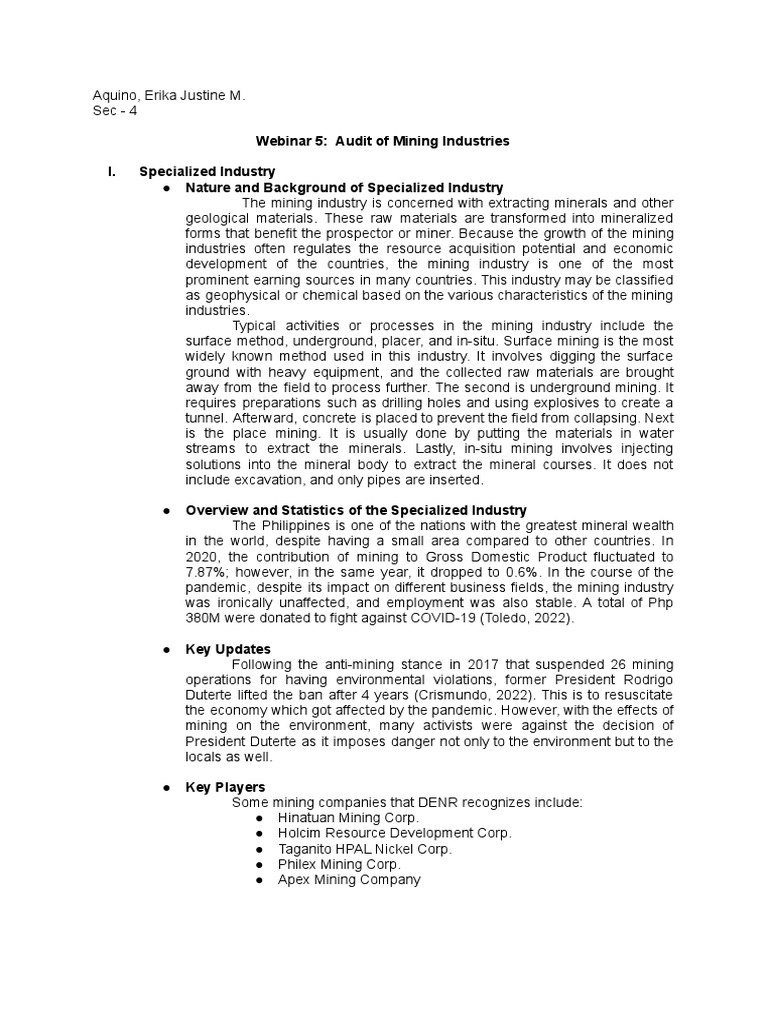 Mining Industry Audit Insights | PDF | Audit | Mining