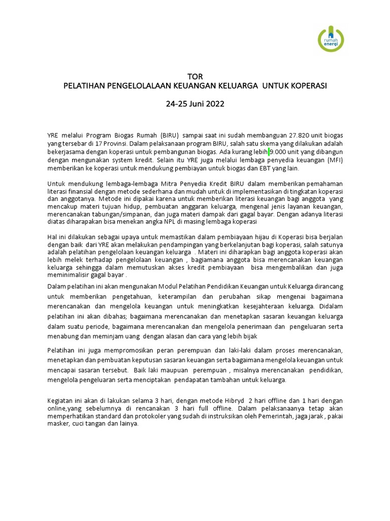 Financial Action Learning For Sustainability Jateng 01docx PDF